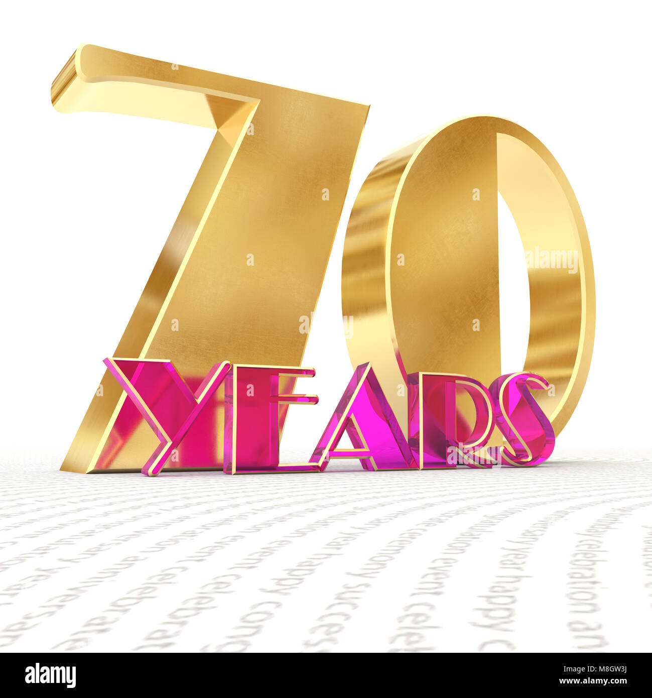 Golden number seventy (number 70) and the word "years" against the ...
