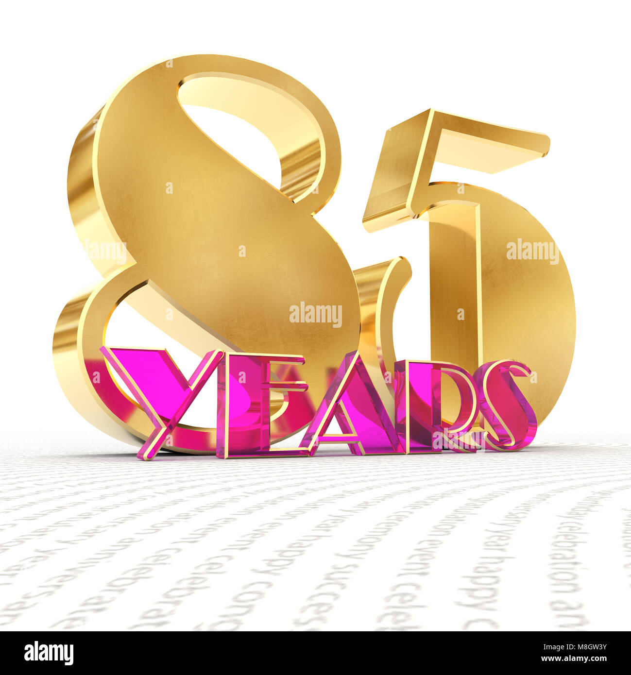 Golden number eighty five (number 85) and the word "years" against the ...