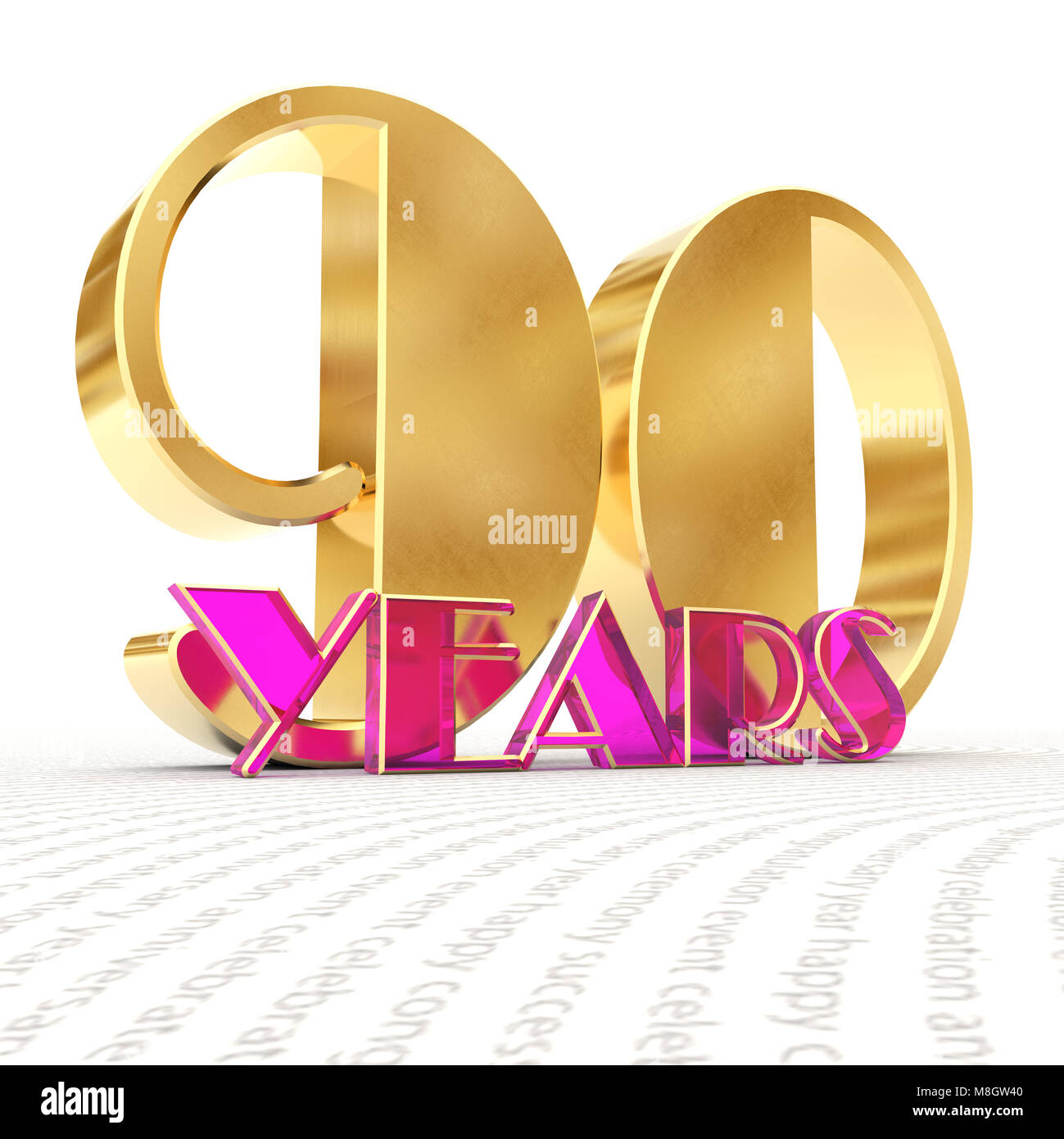 Golden number ninety (number 90) and the word "years" against the ...