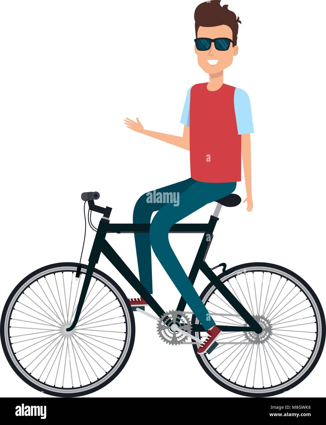 young man in bicycle vector illustration design Stock Vector Image ...