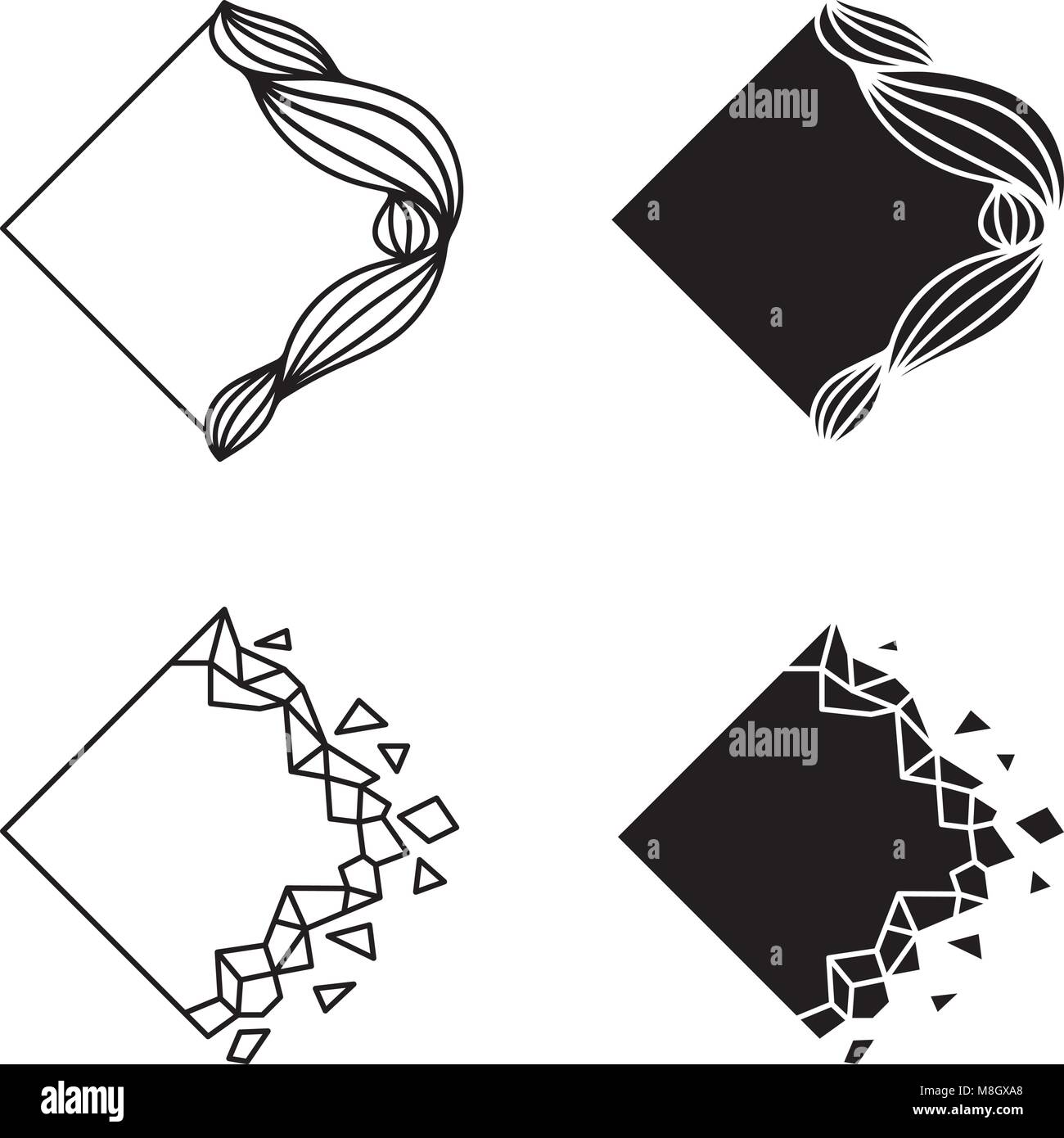 Set of abstract logo elements. Rhombus elements for logo. Copy space ...