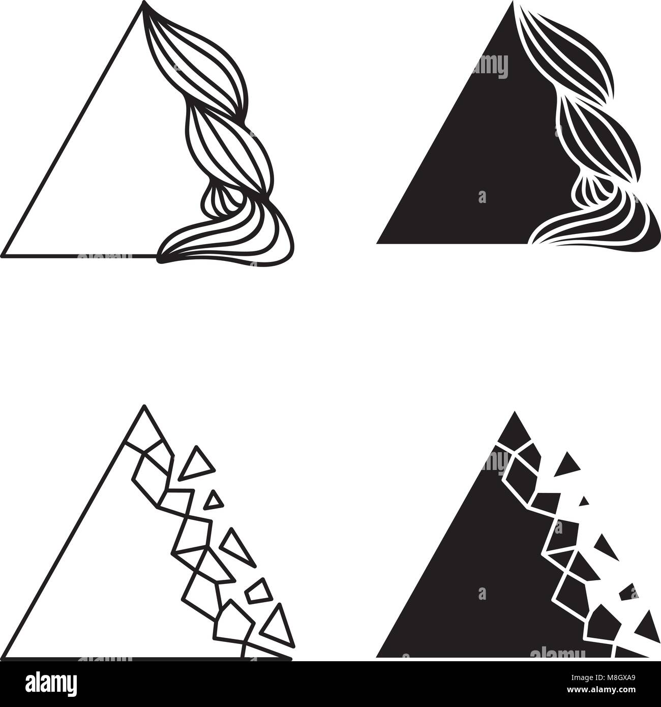 Set of abstract logo elements. Triangle elements for logo. Copy space ...