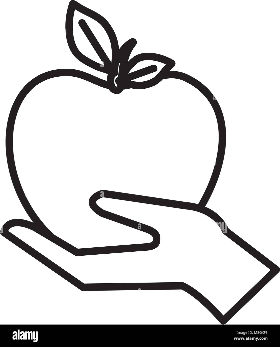 hand with apple fresh fruit icon vector illustration design Stock ...
