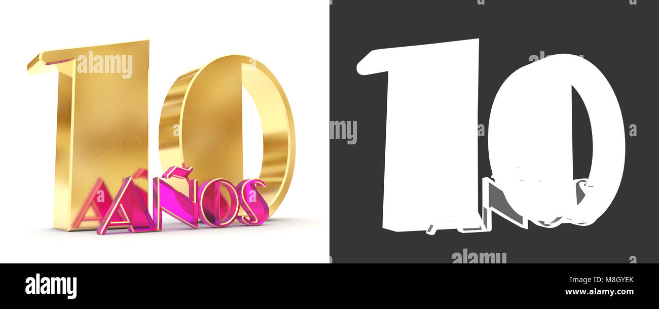 Number ten years (10 years) celebration design. Anniversary golden ...