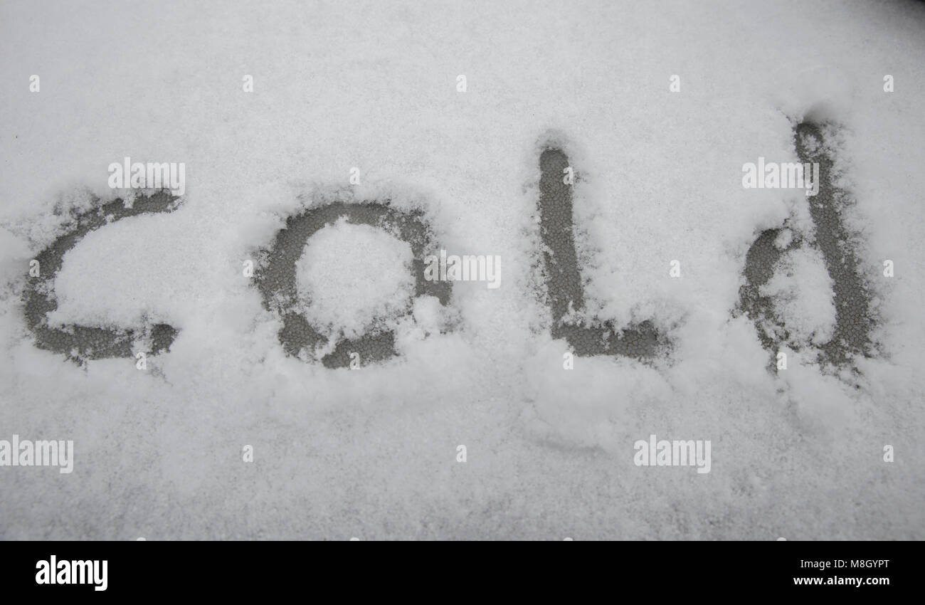 cold text in snow Stock Photo - Alamy