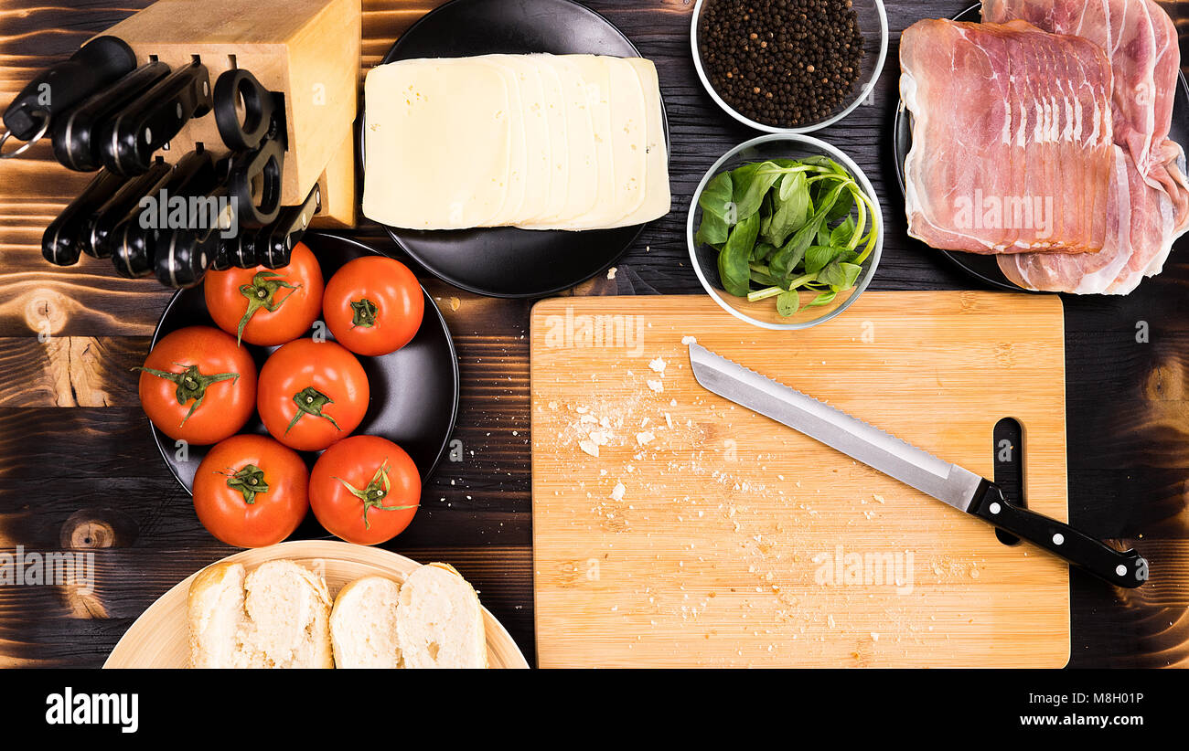 Sandwich preparation in the kitchen Stock Photo - Alamy