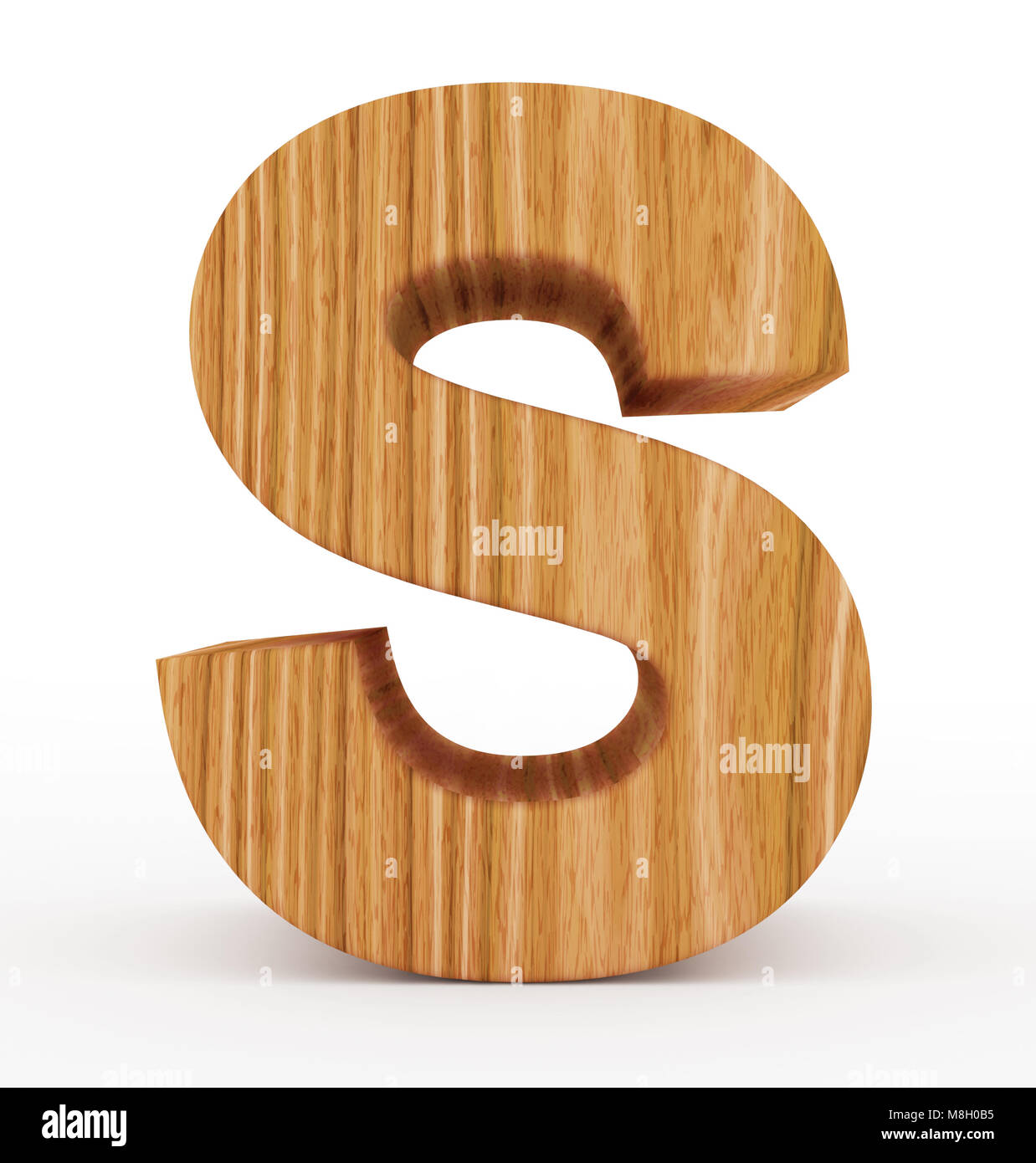 letter S 3d wooden isolated on white - 3d rendering Stock Photo - Alamy