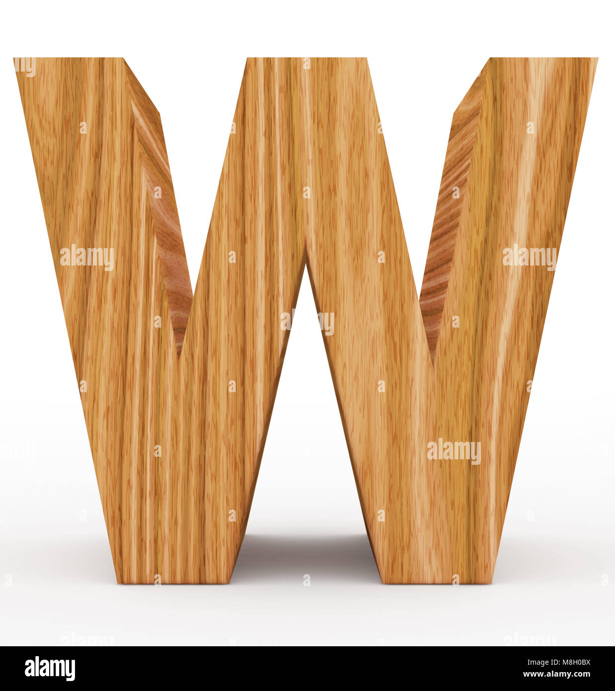 letter W 3d wooden isolated on white - 3d rendering Stock Photo - Alamy