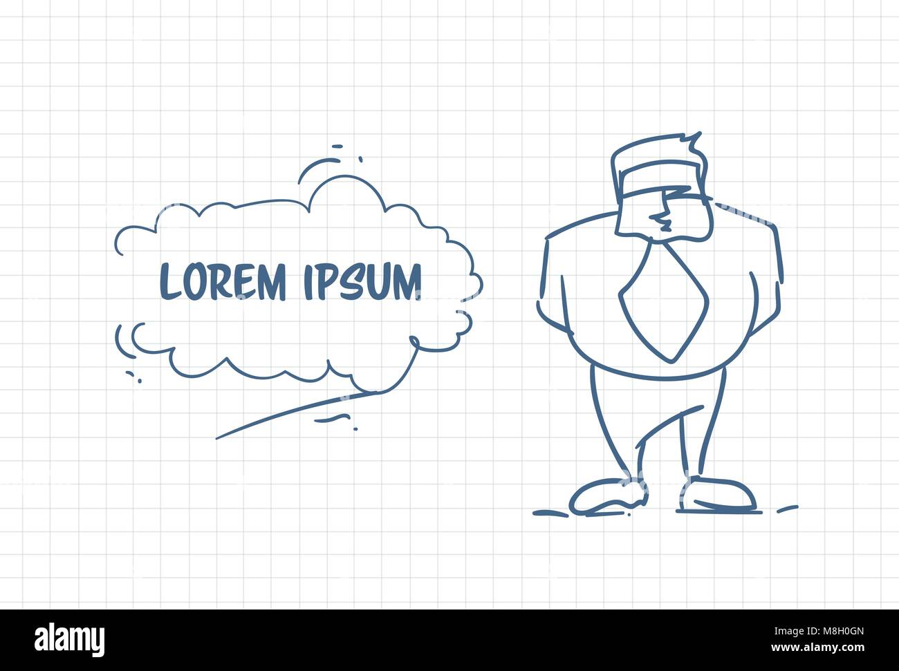 Doodle Business Man Hand Drawn Businessman In Suit Over Background With ...