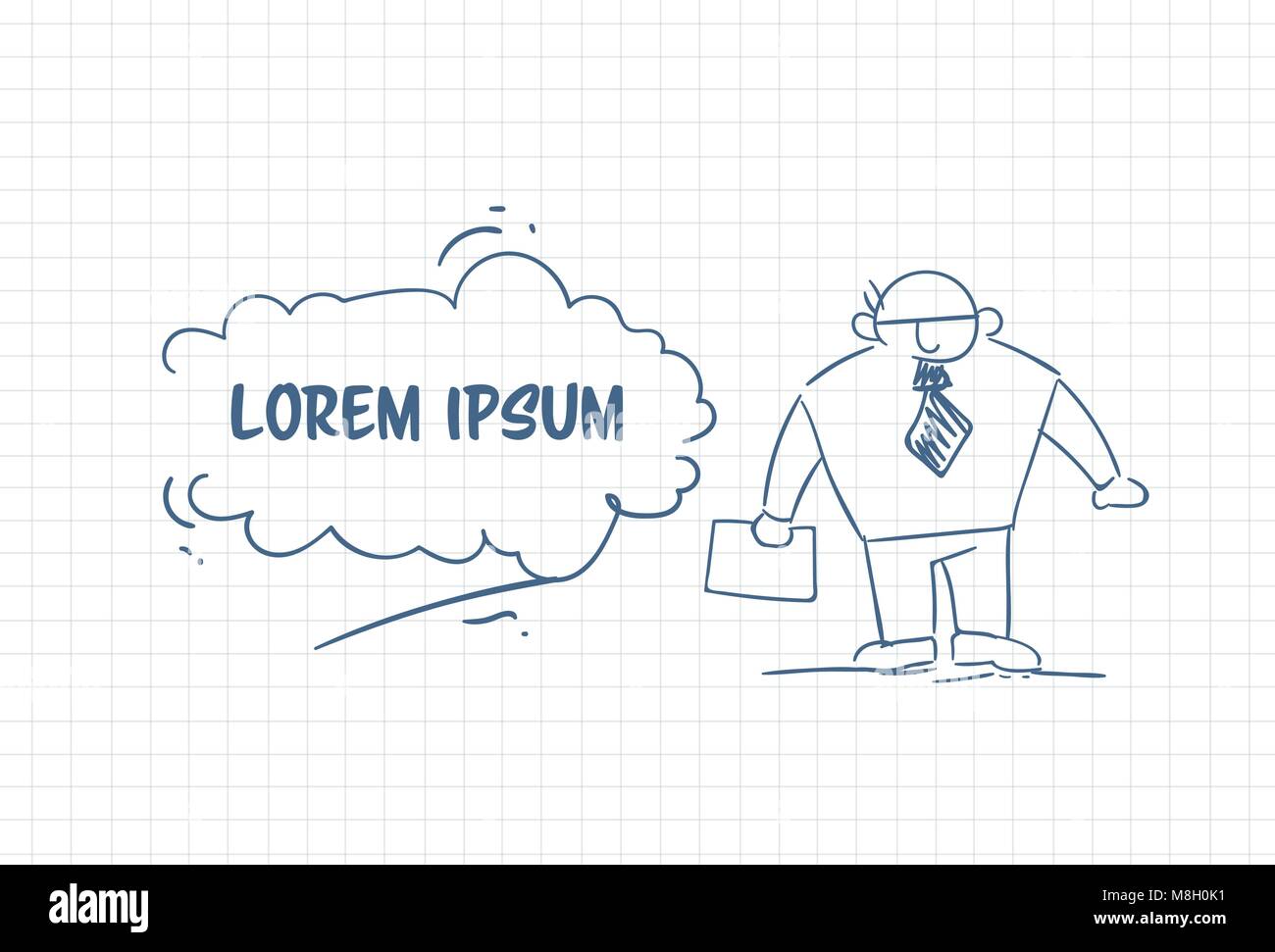 Doodle Business Man Hand Drawn Businessman In Suit Over Background With ...