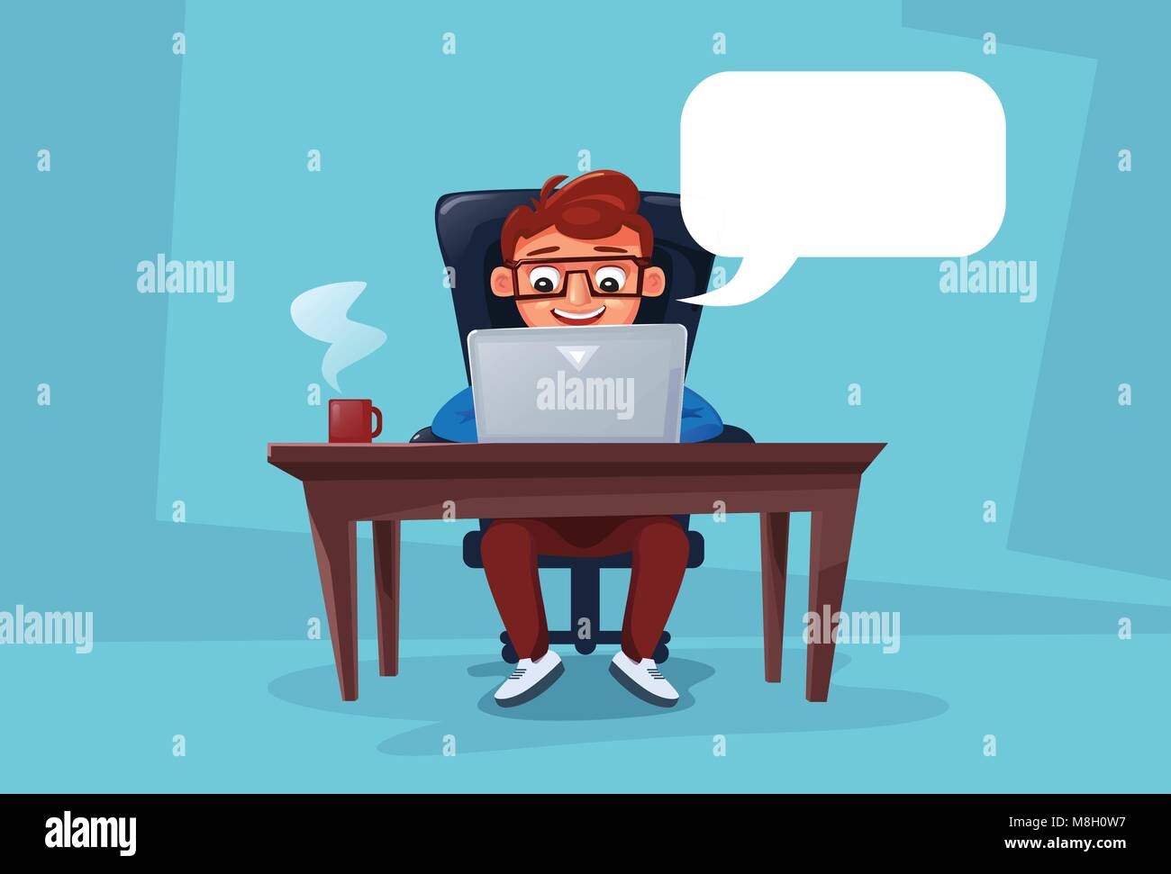 Person desk computer illustration Stock Vector Images - Alamy