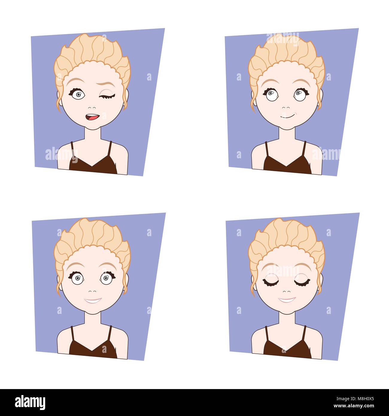 Blonde Woman Profile Face Closed Eyes Stock Vector Images Alamy