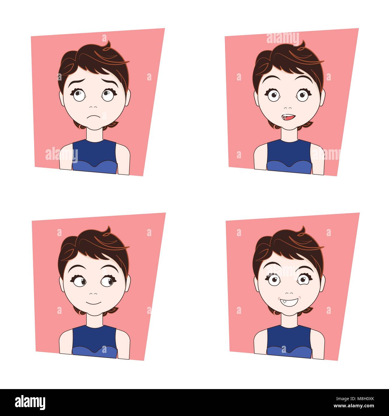 Excited young woman head Stock Vector Images - Alamy