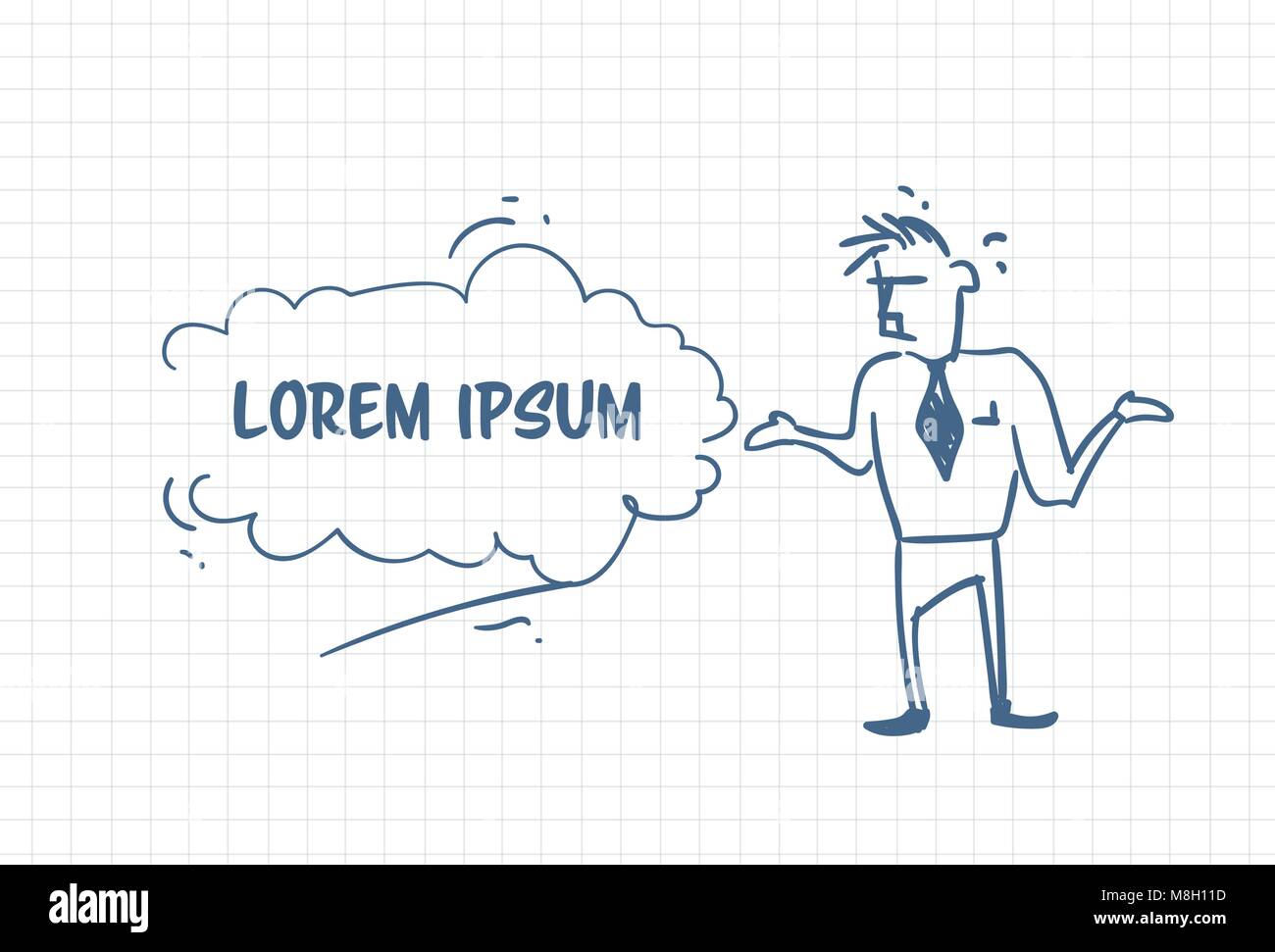 Doodle Business Man Frustrated Hand Drawn Businessman Over Background ...