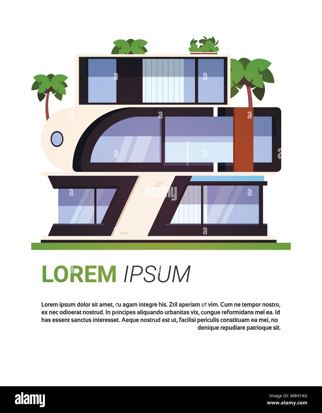 Modern House Cottage Real Estate Building Design Isolated On Template ...