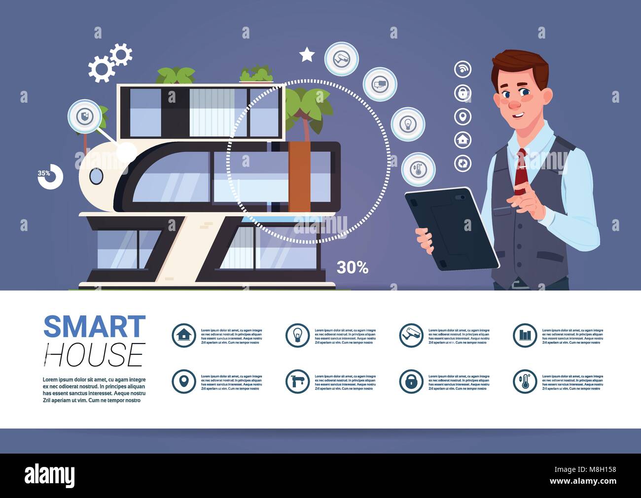 Man Holding Digital Tablet With Smart Home Management System Interface ...
