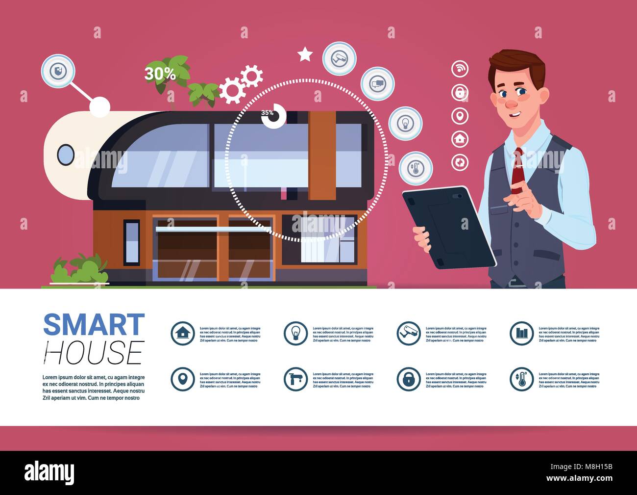 Man Holding Digital Tablet With Smart Home Management System Interface ...