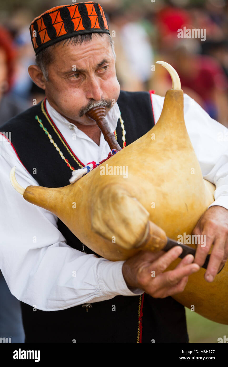 Man playing traditional instrument "Diple" in Dalmatia, Croatia Stock ...