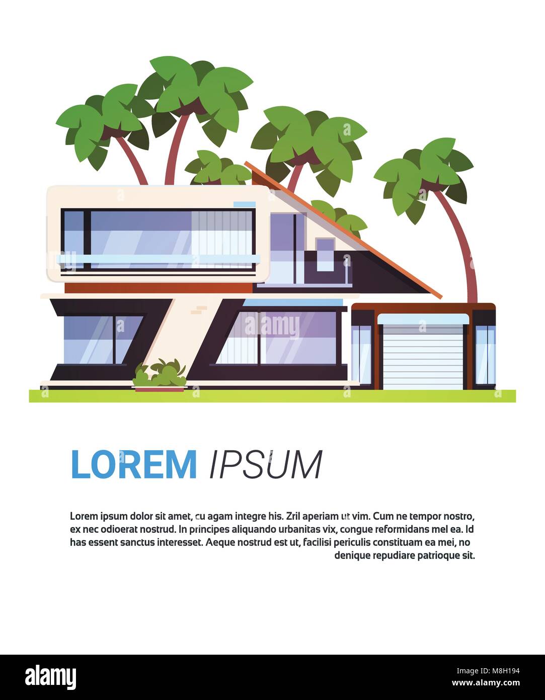 Modern House Building Luxury Real Estate Home Design Isolated On ...
