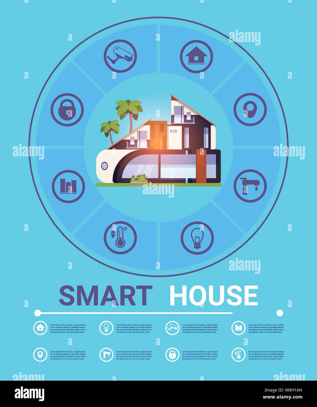 Template Infographic Modern Smart Home Technology Concept, Home System ...