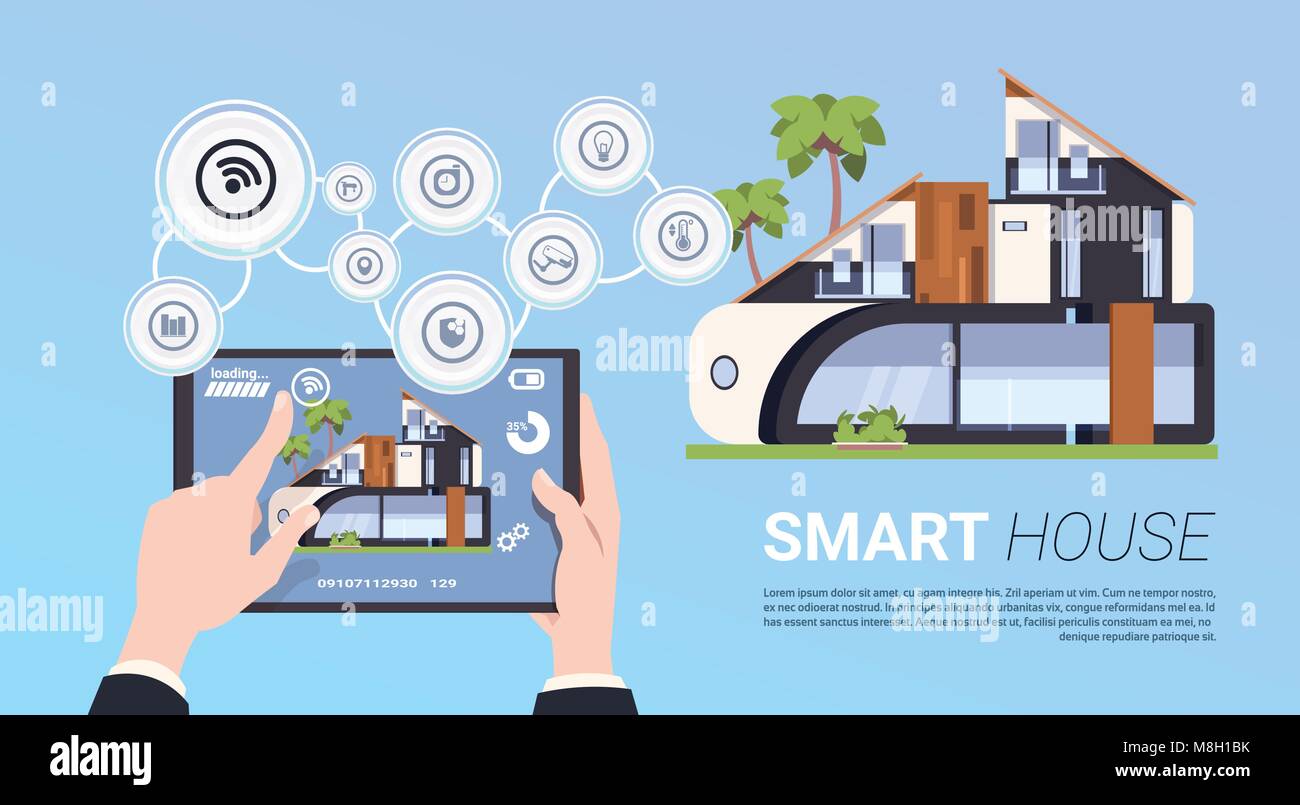 Hand Holding Digital Tablet With Smart Home Management System Interface ...