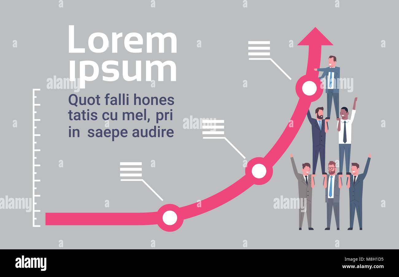 Business Men Team Raising Financial Graph Arrow Up Success And Teamwork ...