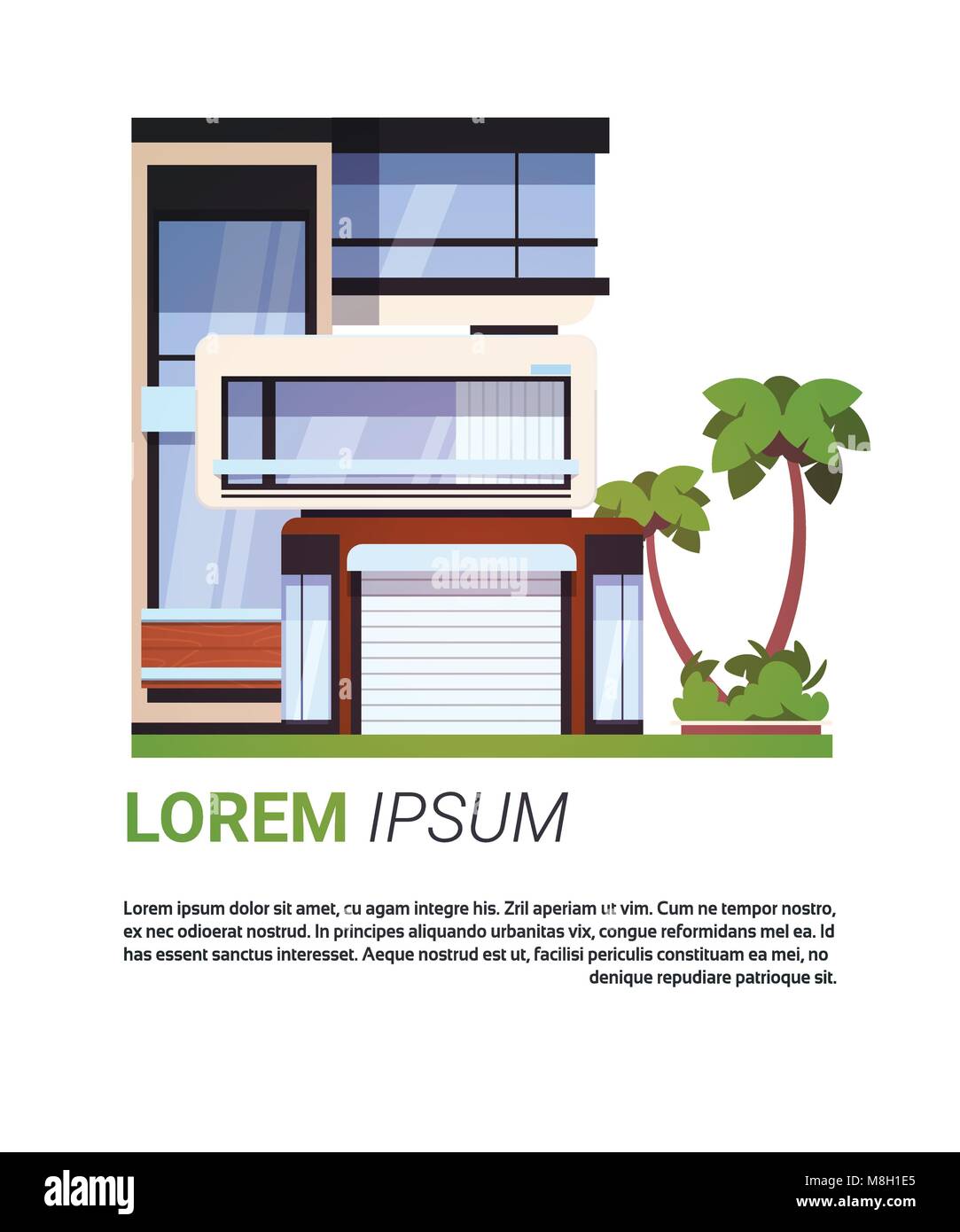 Modern House Design Villa Exterior Real Estate Building Isolated On ...