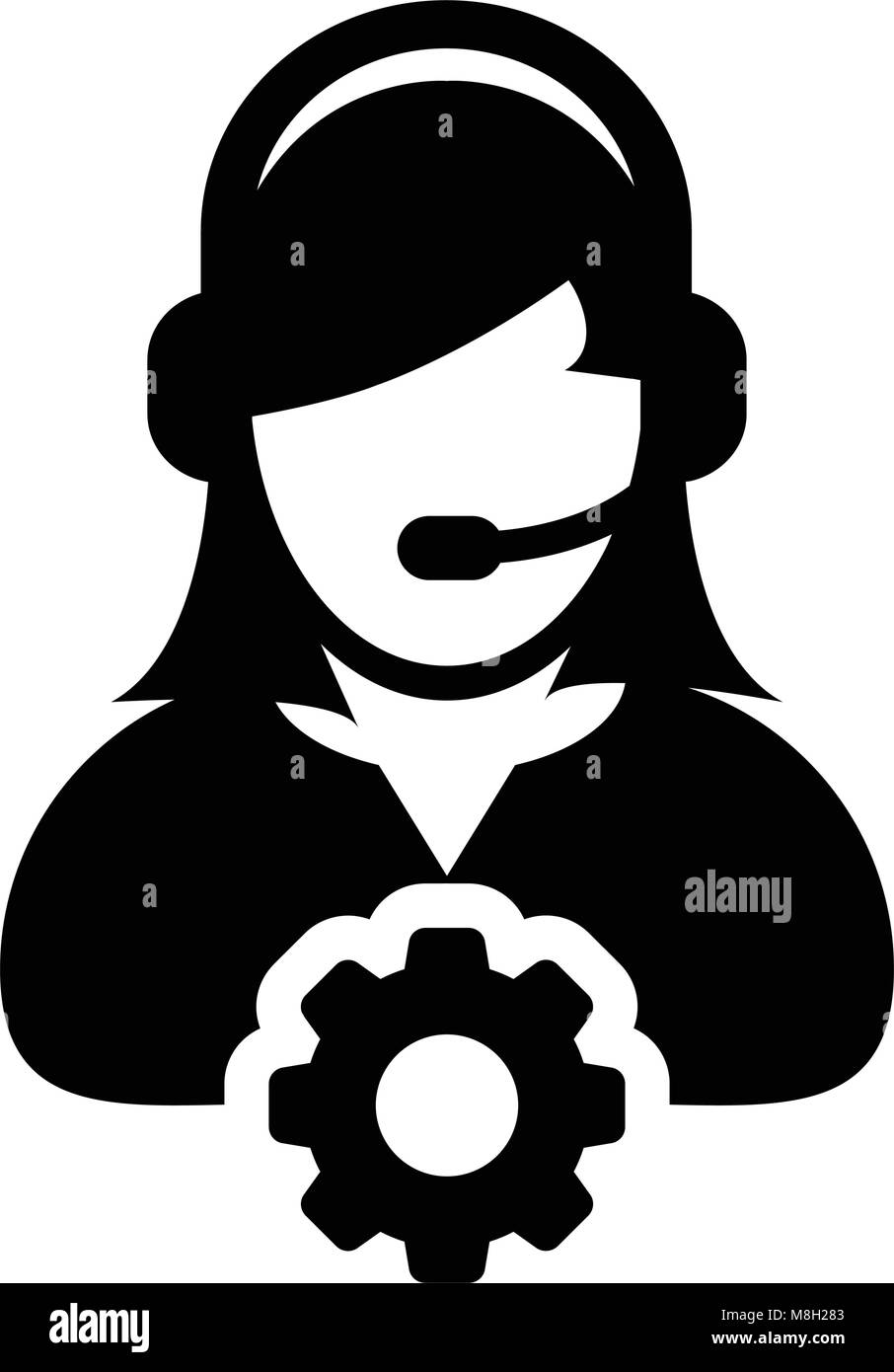 Service Icon Vector Female Operator Person Profile Avatar with Headset ...