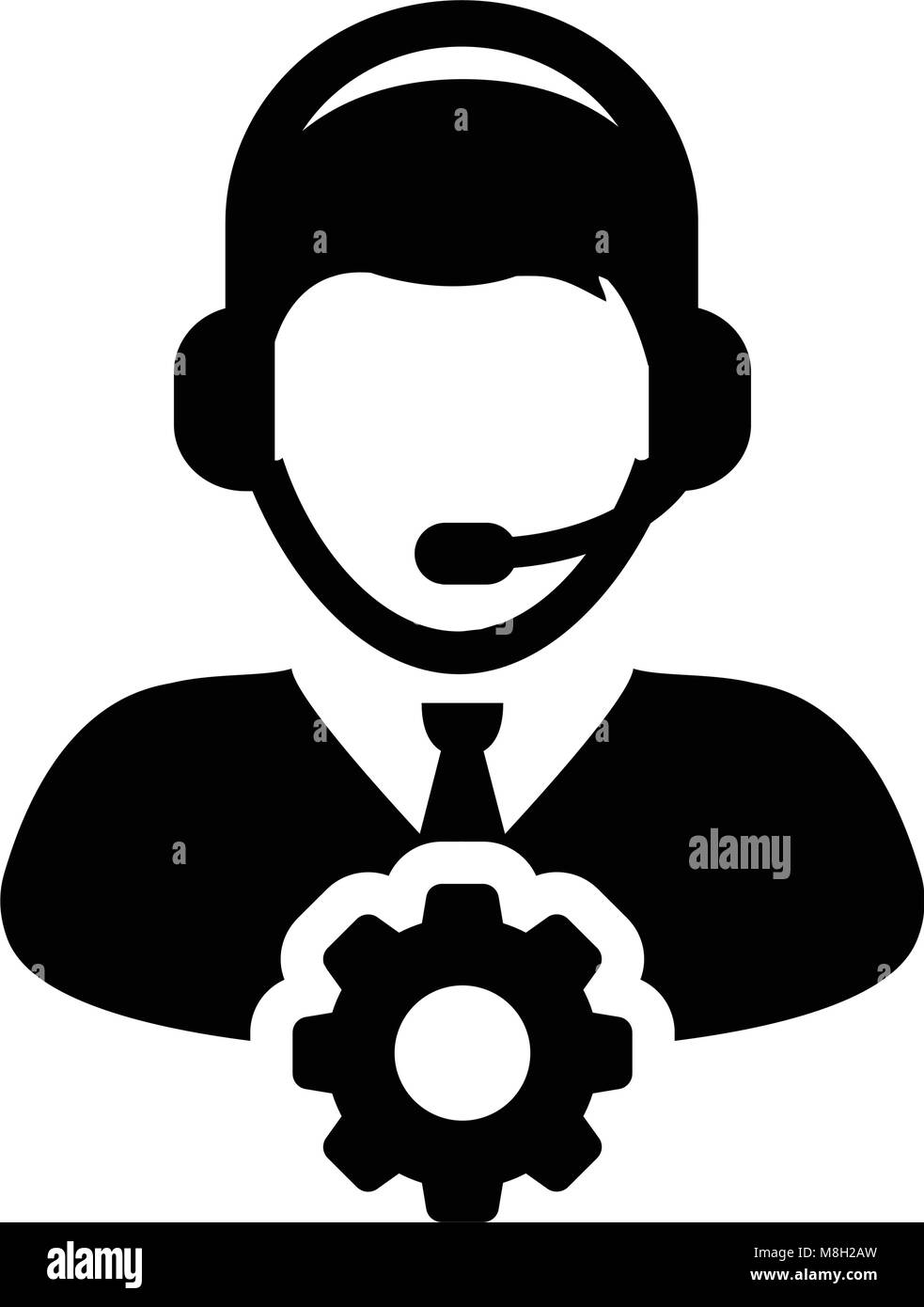 Service Icon Vector Male Operator Person Profile Avatar with Headset ...