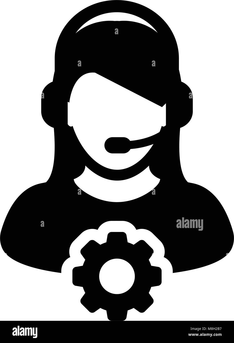 Service Icon Vector Female Operator Person Profile Avatar with Headset ...