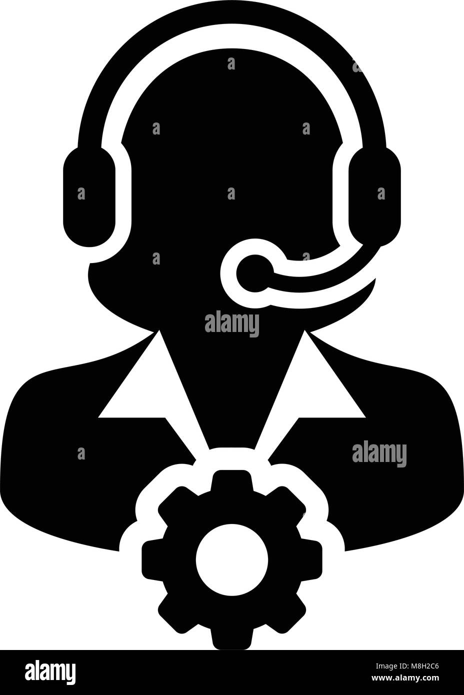 Service Icon Vector Female Operator Person Profile Avatar with Headset ...