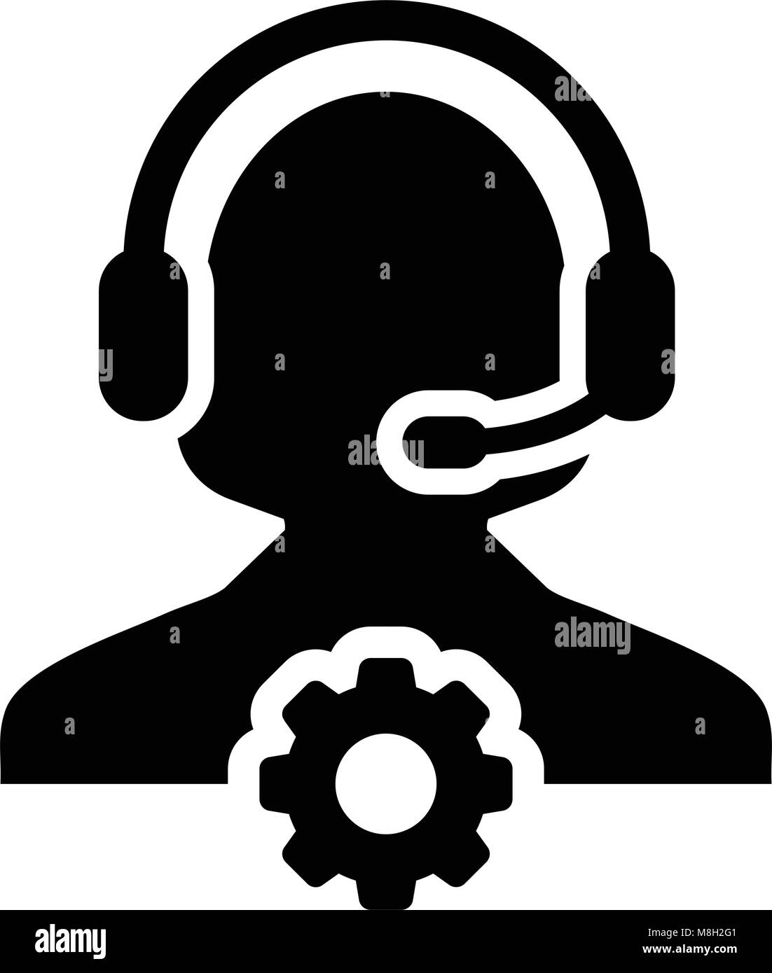 Service Icon Vector Female Operator Person Profile Avatar with Headset ...