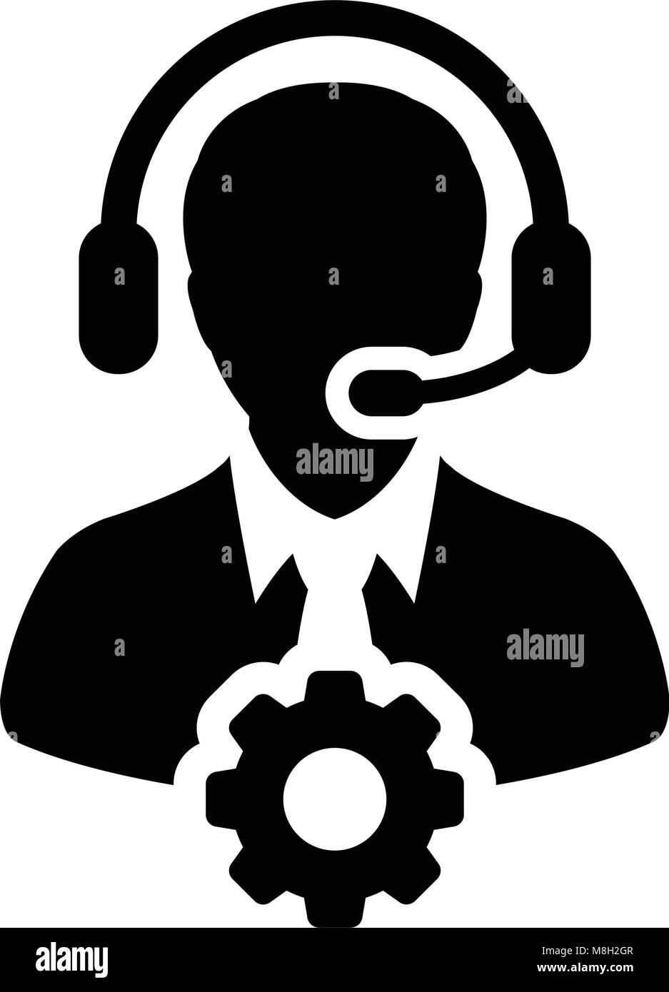 Service Icon Vector Male Operator Person Profile Avatar with Headset ...