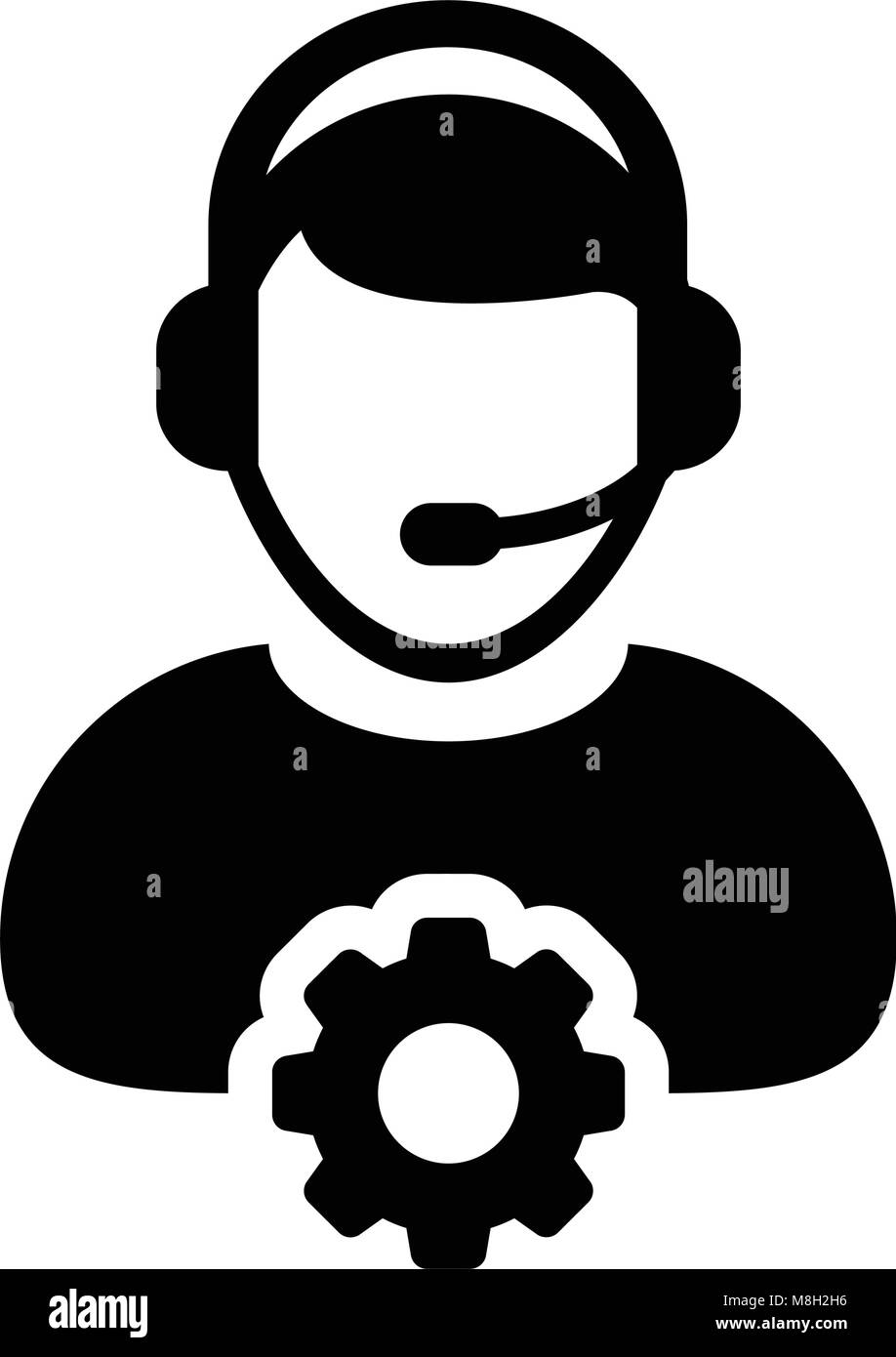 Service Icon Vector Male Operator Person Profile Avatar with Headset ...