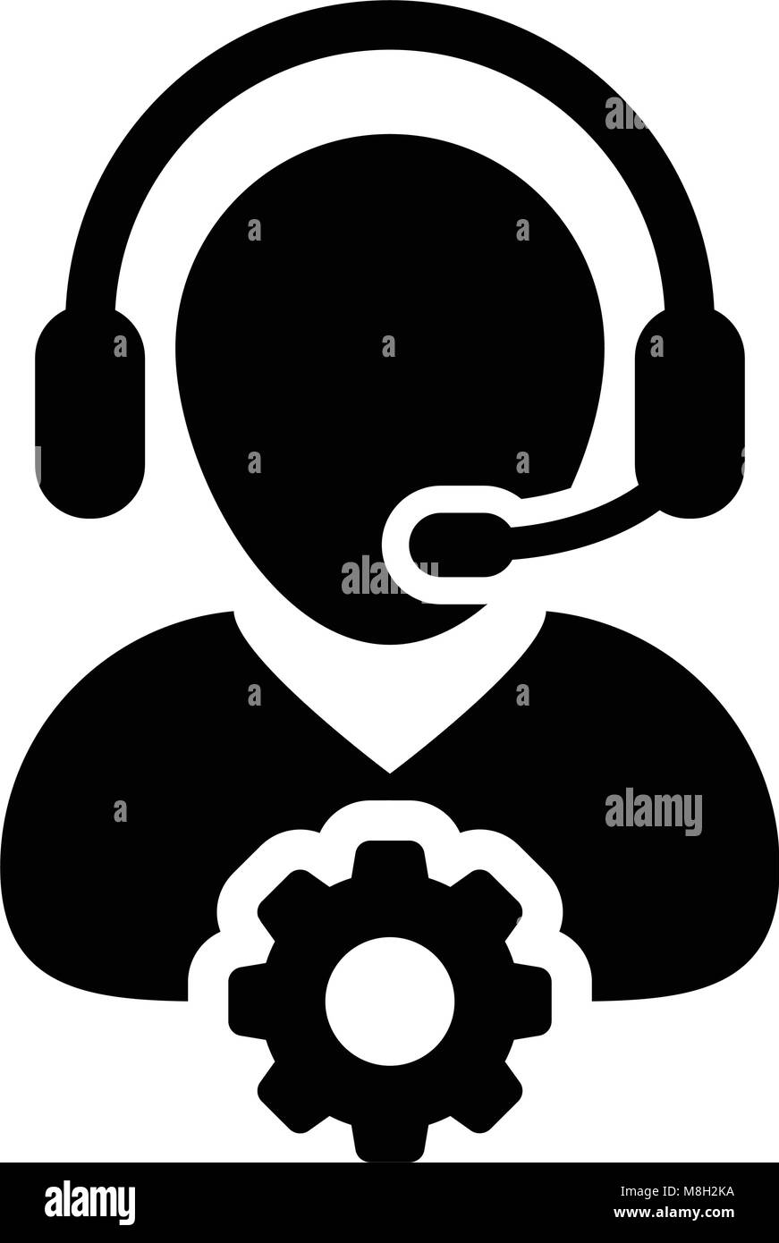 Service Icon Vector Male Operator Person Profile Avatar with Headset ...