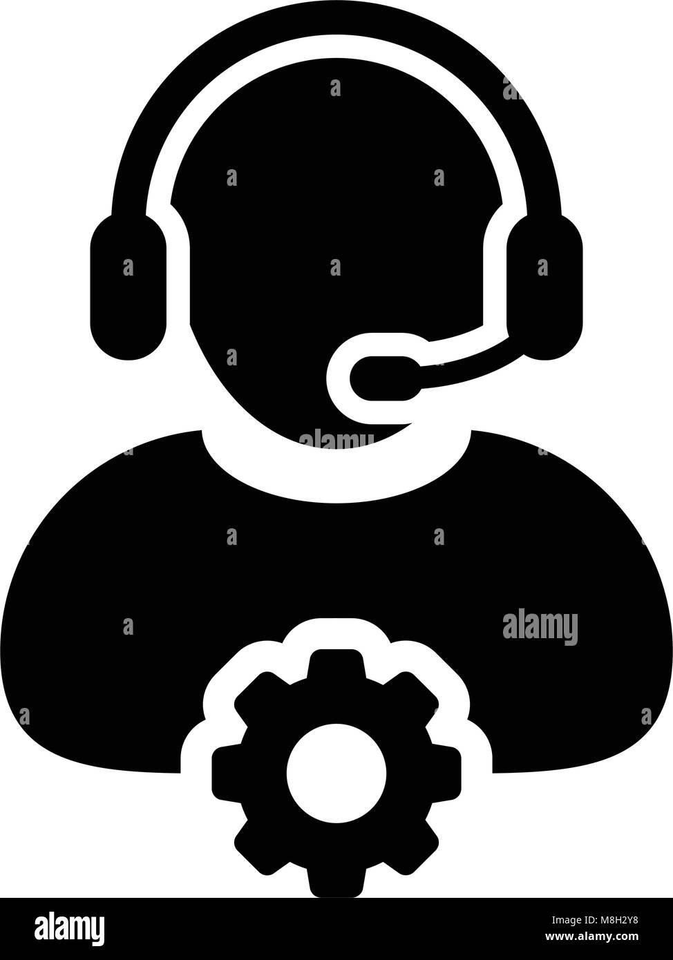 Service Icon Vector Male Operator Person Profile Avatar with Headset ...