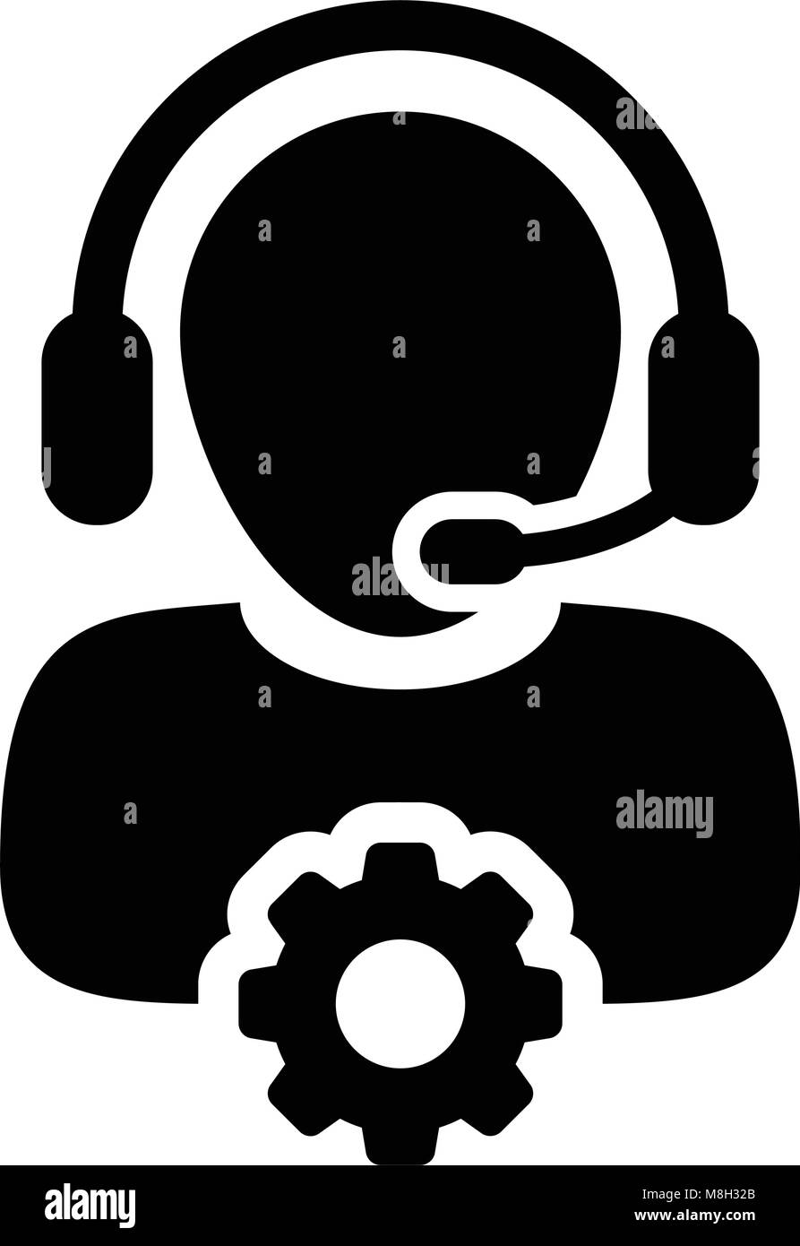 Service Icon Vector Male Operator Person Profile Avatar with Headset ...