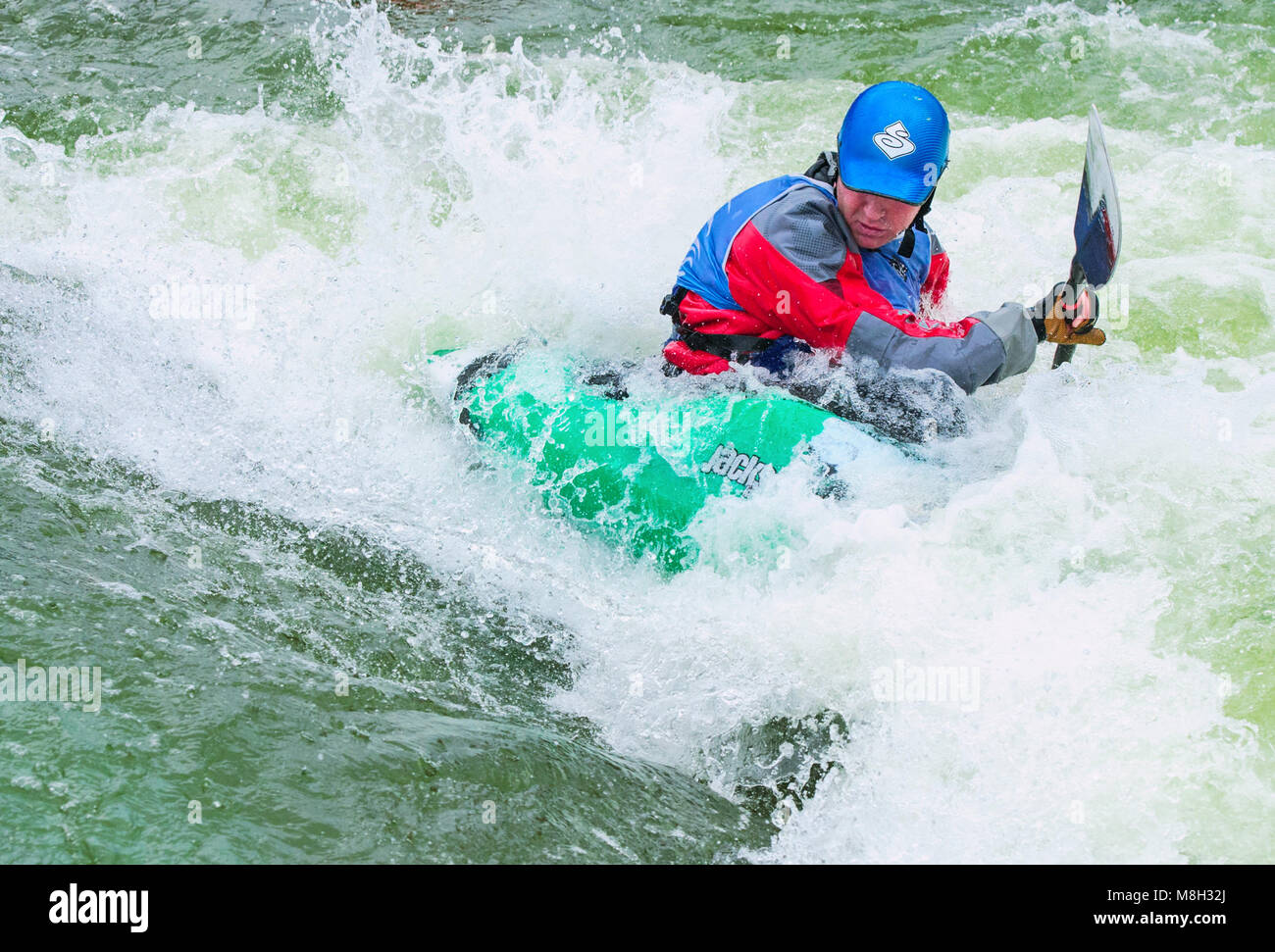 Kayaking at Cardiff International White Water Stock Photo - Alamy