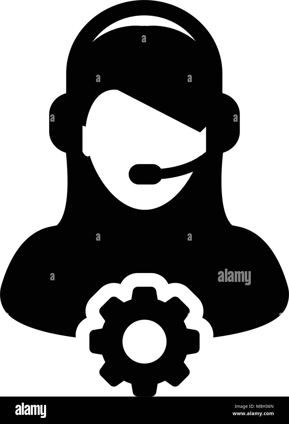 Service Icon Vector Female Operator Person Profile Avatar with Headset ...