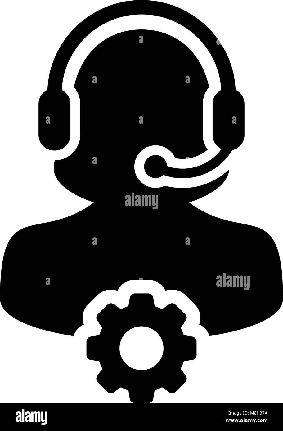 Service Icon Vector Female Operator Person Profile Avatar with Headset ...