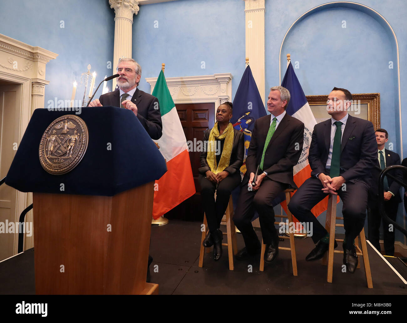 Gerry Adams (left) with Irish Taoiseach Leo Varadkar (right) with New ...