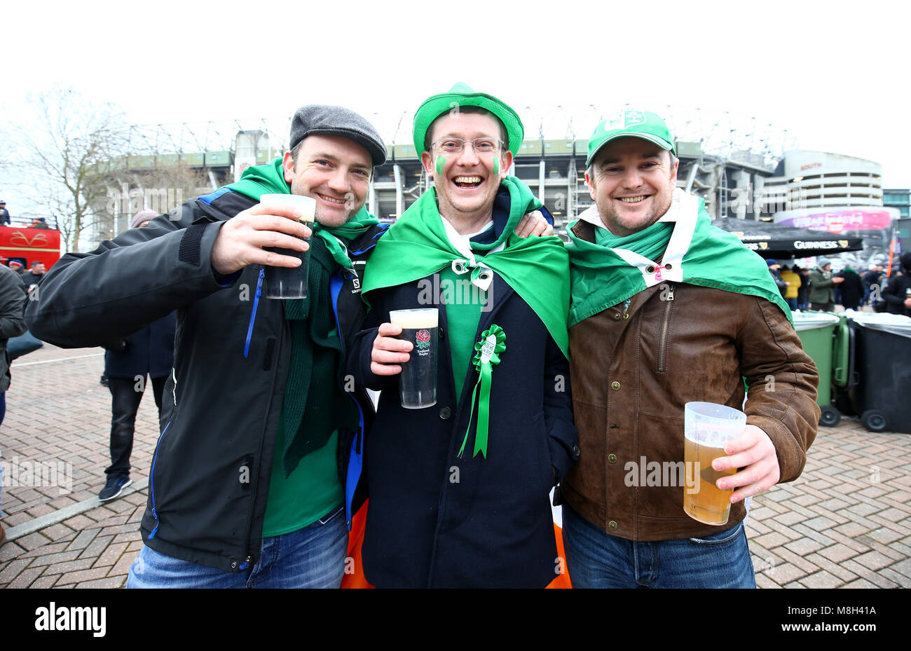 Ireland fans pose for a picture prior to the NatWest 6 Nations match at ...