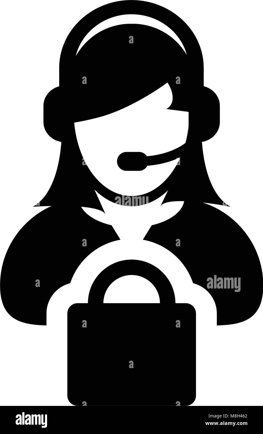 Service Icon Vector Female Operator Person Profile Avatar with Headset ...