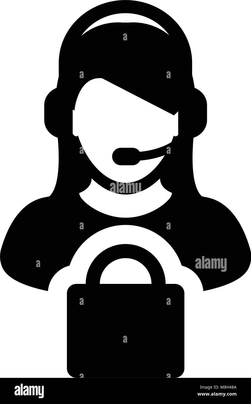 Service Icon Vector Female Operator Person Profile Avatar with Headset ...