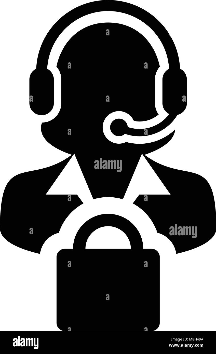 Service Icon Vector Female Operator Person Profile Avatar with Headset ...