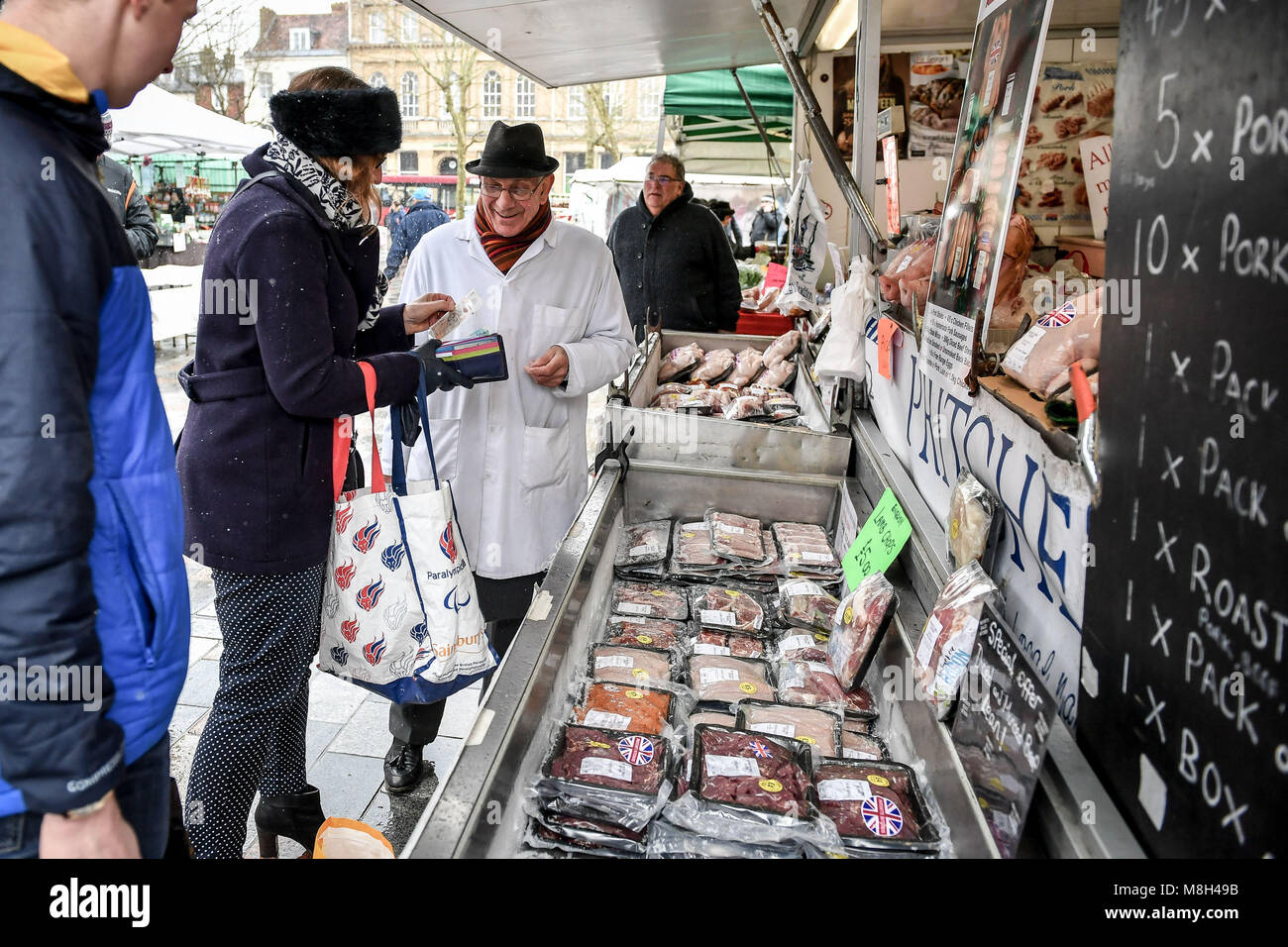 Colin Hinton serves customers at Pritchetts family butchers at the ...