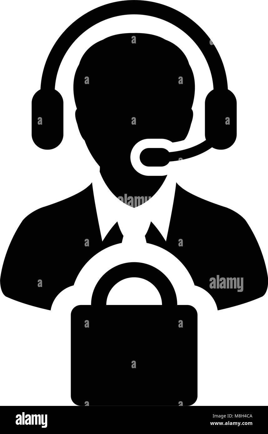 Service Icon Vector Male Operator Person Profile Avatar with Headset ...