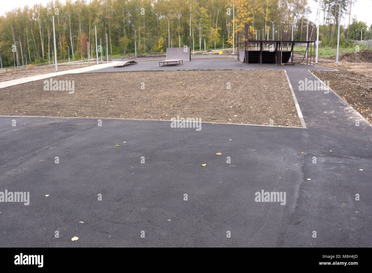 Ramp for practicing skateboarding or other sports in public park Stock ...