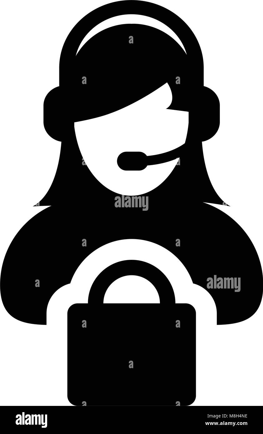 Service Icon Vector Female Operator Person Profile Avatar with Headset ...