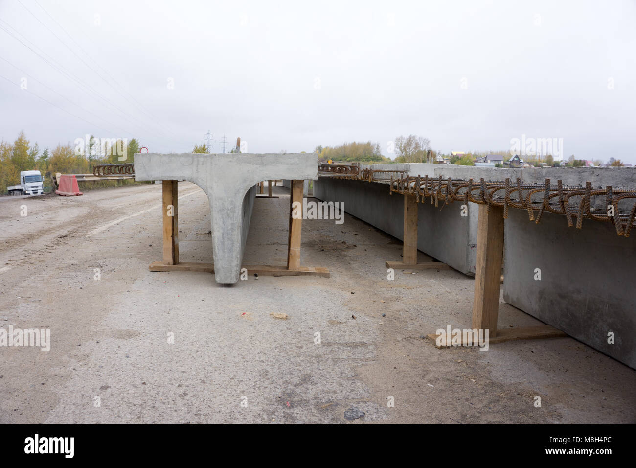 A gap in the concrete bridge ad a symbol of risk and danger Stock Photo ...
